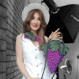 Designer Purse Felted Grape on a Purse Purple Felted Purse Felted Bag ...