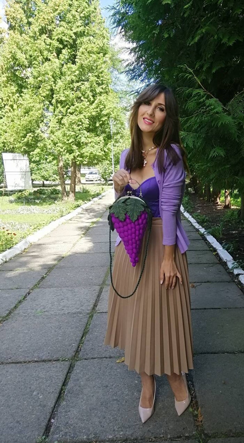 Designer Purse Felted Grape on a Purse Purple Felted Purse | Etsy