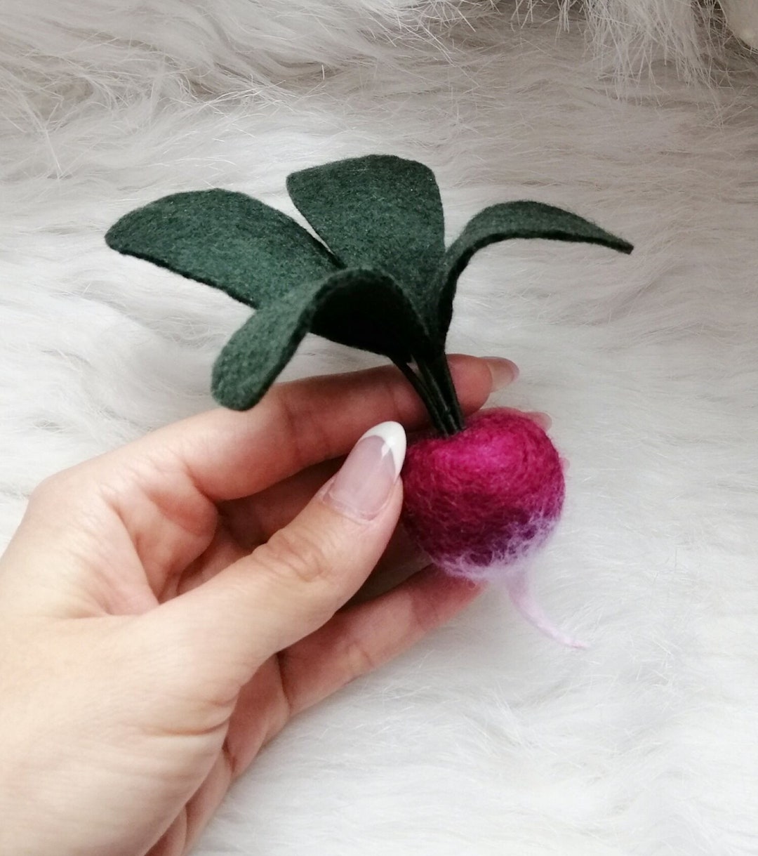 Felted Radish Brooch: Handmade Wool Vegetable Pin - Etsy
