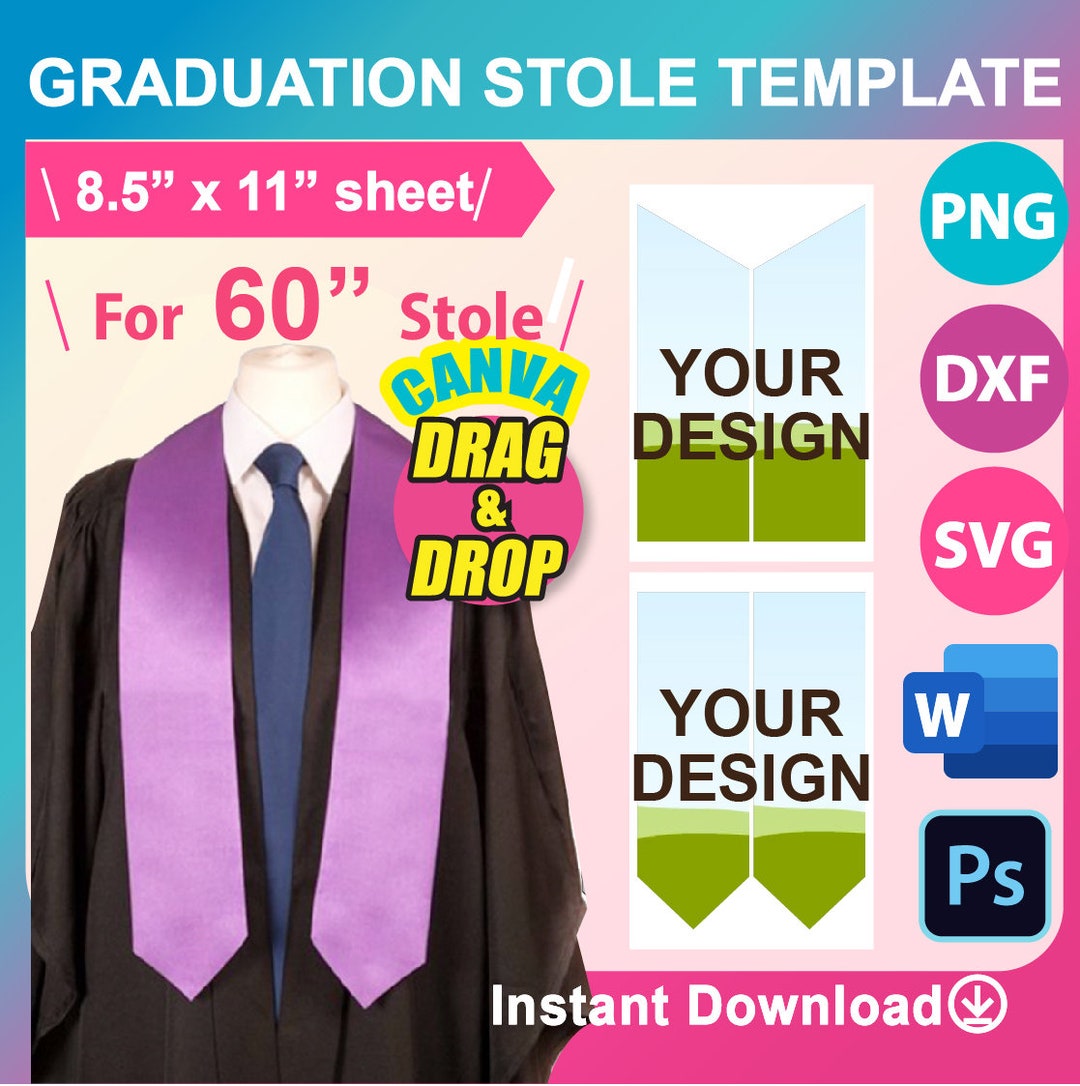 Stole Template, Graduation Stole Template, Stole Template SVG PSD ...