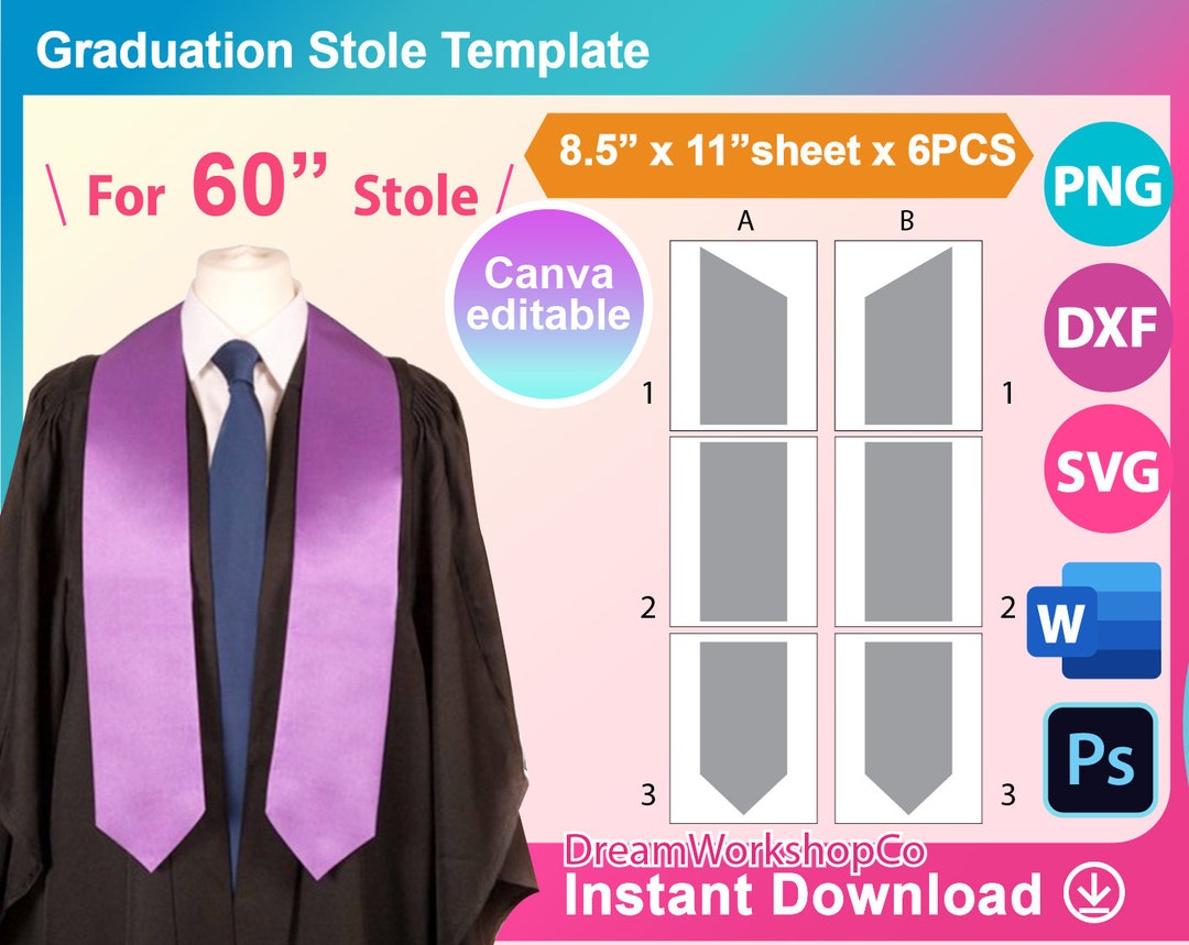 Stole Template, Graduation Stole Template, Stole Template SVG PSD ...