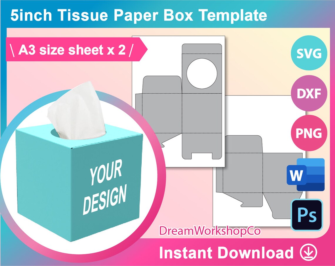 Tissue Box Template Tissue Box Svg Gift Box Template Ms - Etsy