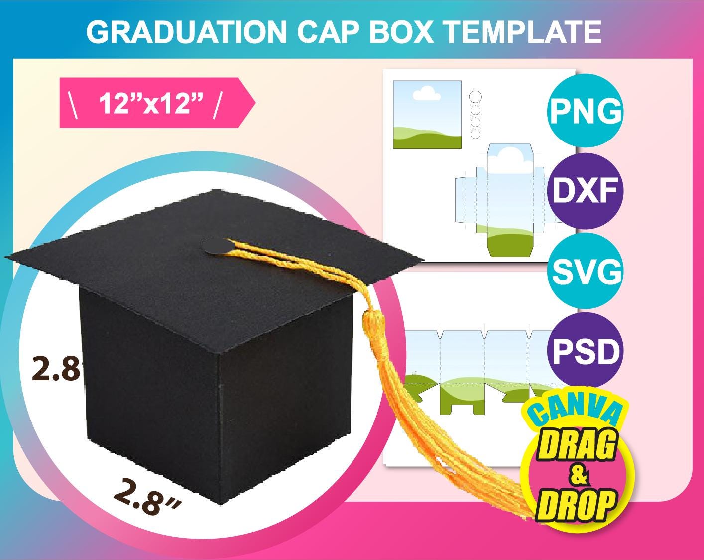Graduation Hat Box Printable