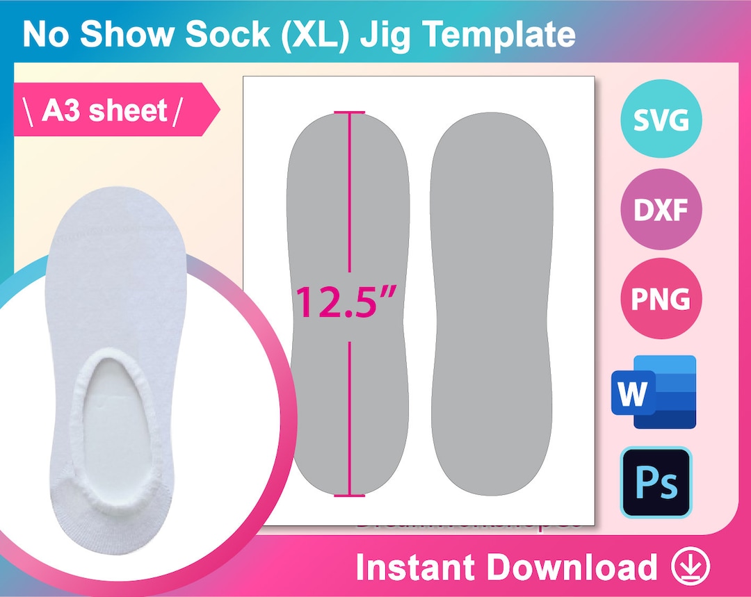 XL Sock Jig Template No Show Sock Jig Template Sublimation - Etsy