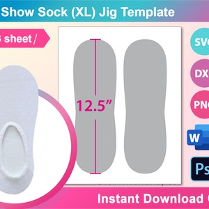 XL Sock Jig Template No Show Sock Jig Template Sublimation - Etsy
