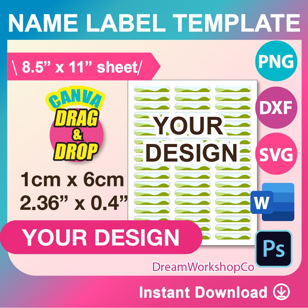 PENCIL Name Label Template, Ped Label, Circe Label Template, Canva, SVG ...