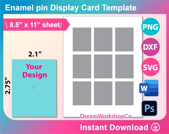 Enamel Pin Display Card Template Keychain Display Card - Etsy