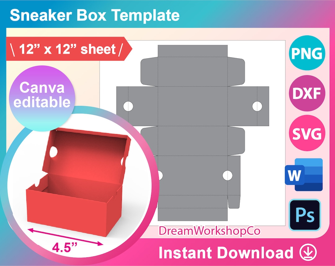 Shoes Box Template Mini Sneaker Box Template (Instant Download) - Etsy