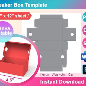 Shoes Box Template, Mini Sneaker Box Template, Valentine's Gift Box S ...