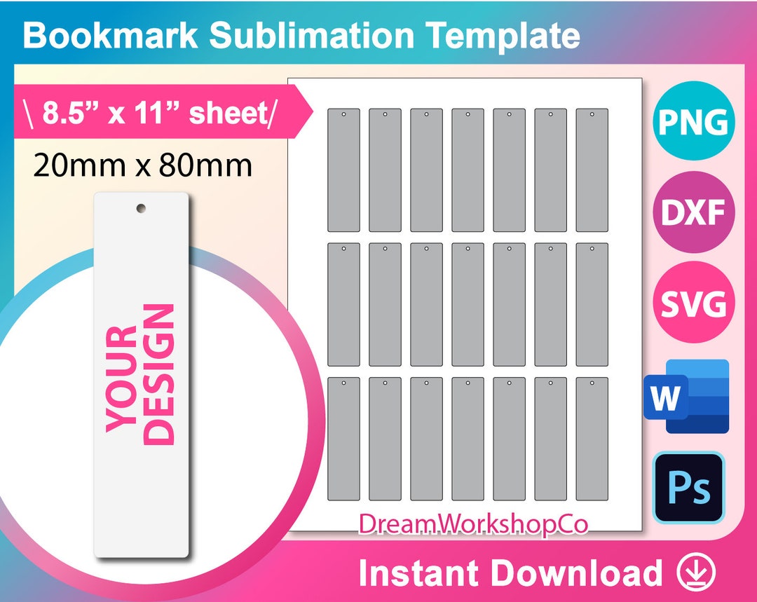 Bookmark Template, Bookmark Template SVG, DXF, Canva, Ms Word Docx, Png ...