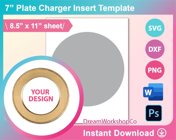7 Inch Plate Charger Template Plate Charger Insert Template - Etsy