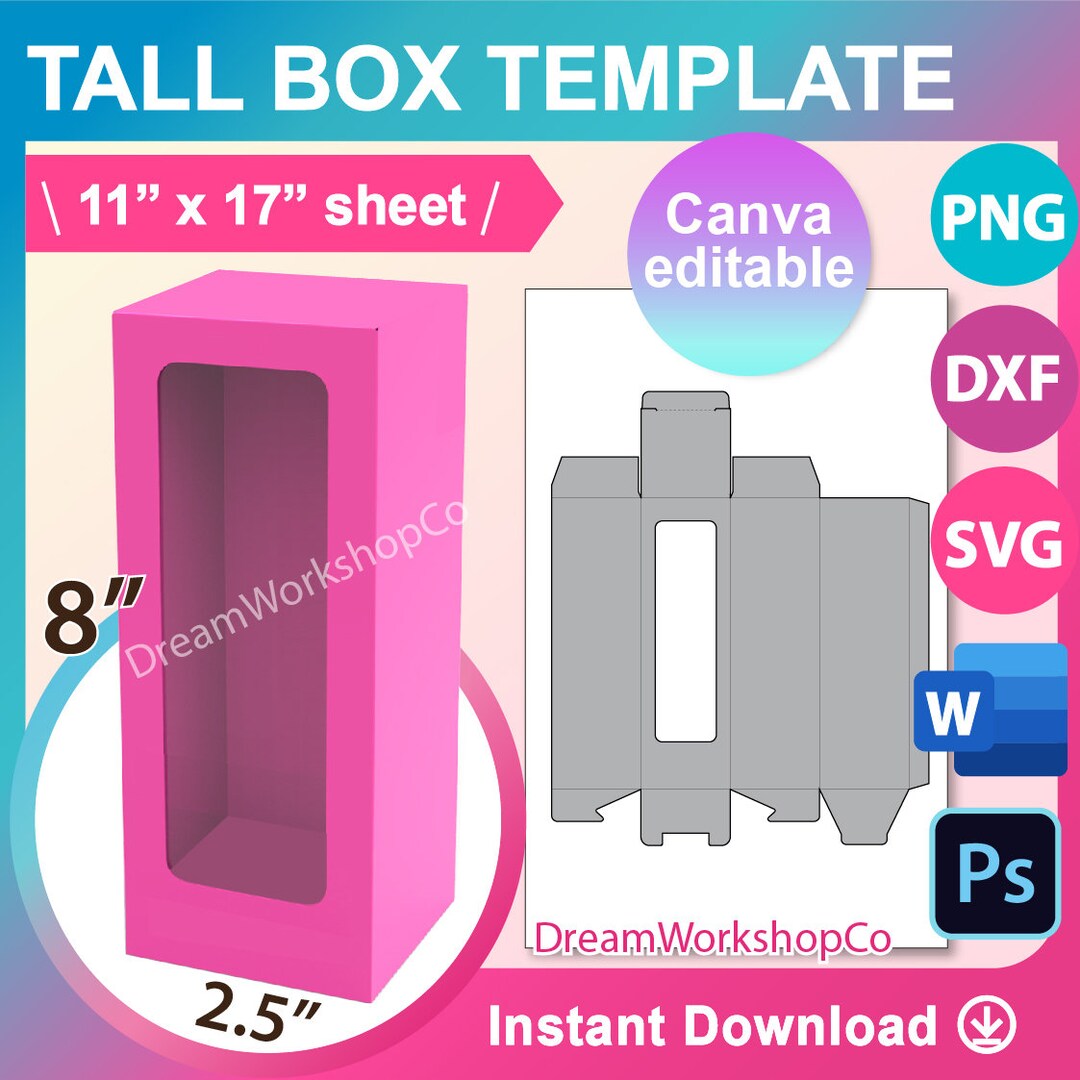 Tall Box With Window Template, Rectangle Box Template, Canva, Ms Word ...