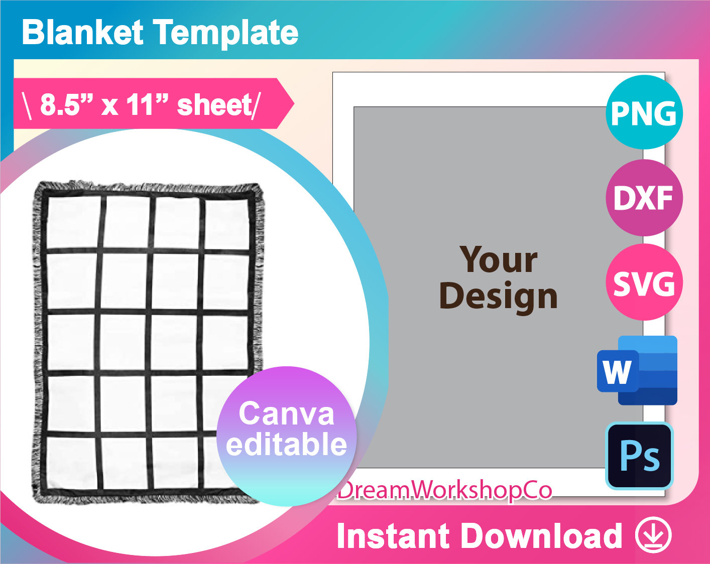 Blanket Sublimation Template Blanket Template for - Etsy