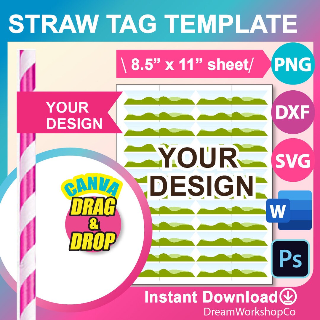Straw Flag Template. Straw Tag Template, Straw Tag SVG, Blank Template ...