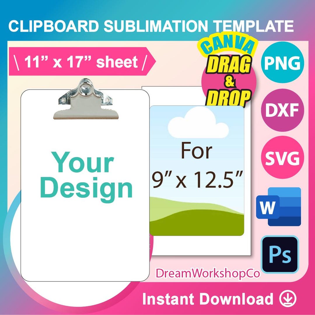 Clipboard Sublimation Template, Canva SVG, PNG, PSD, Docx (digital ...