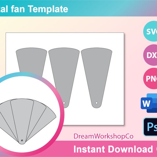 Petal Fan Wedding Fan Paddle Fan Template PSD SVG DXF Ms - Etsy