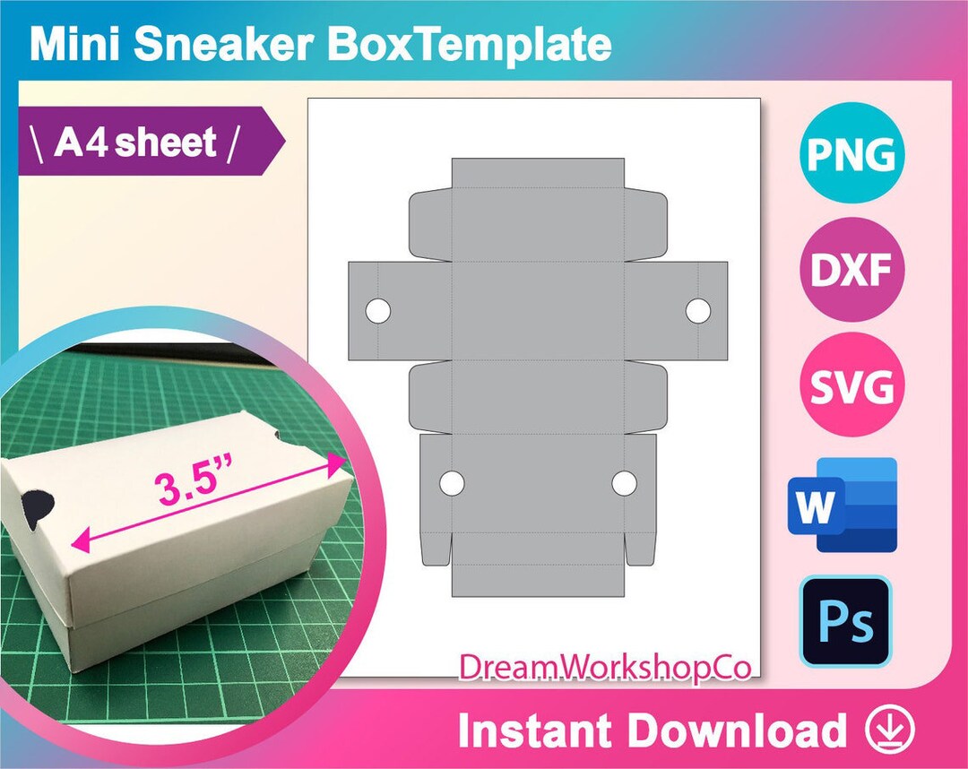 Mini Shoes Box Template, Mini Sneaker Box Template, Gift Box Template ...