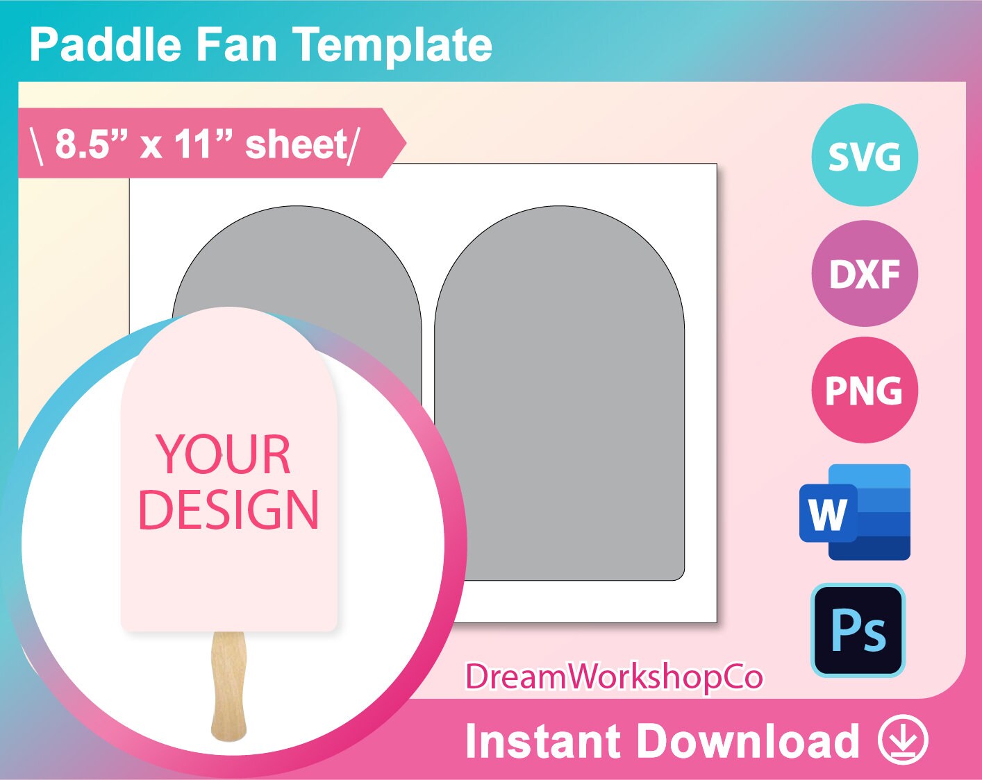 Paddle Fan Template Arch Paddle Fan Template PSD PNG and | Etsy