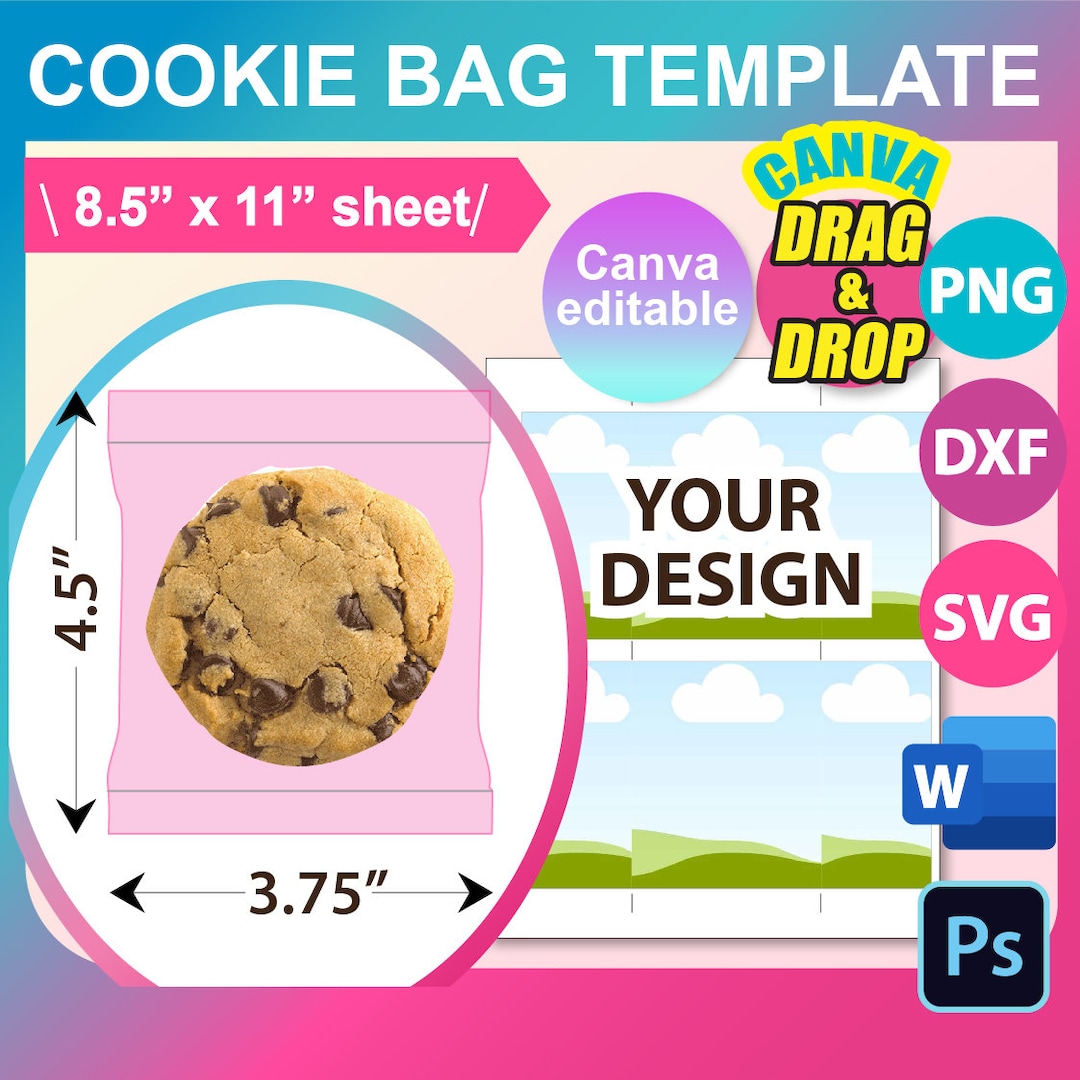 Cookie Wrapper Template, SVG, Canva, DXF, Ms Word Docx, Png, Psd, 8.5 ...
