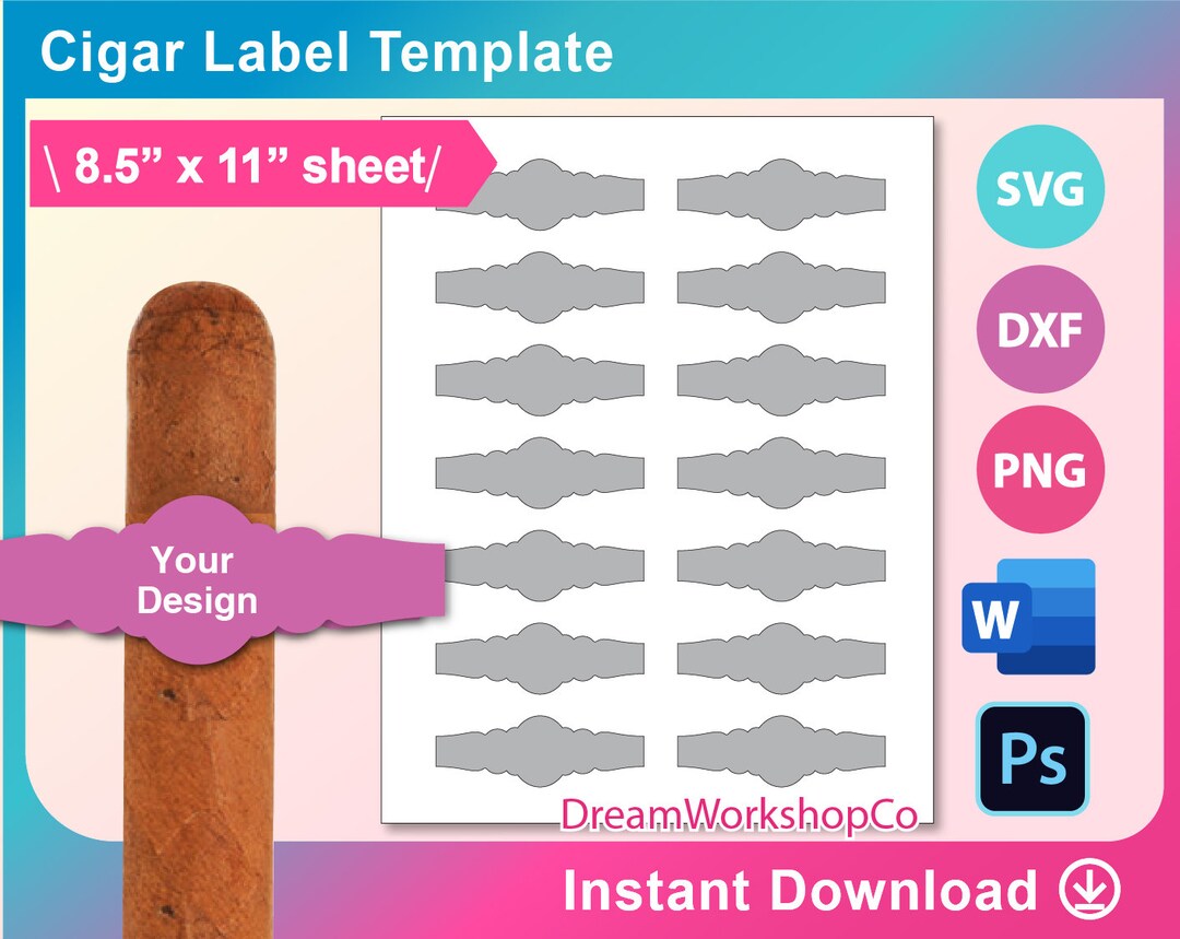 Cigar Wrapper Template Canva SVG DXF Ms Word Docx Png - Etsy