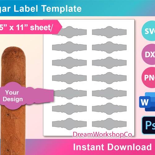 Cigar Wrapper Template SVG DXF Canva Ms Word Docx Png - Etsy