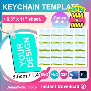 Rectangle Keychain Template, Sublimation Template, SVG, DXF, Canva, Ms ...