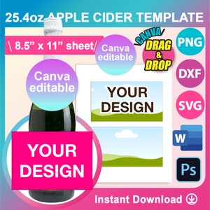 25.04oz Apple Cider Bottle Label Template, 8.5x11 (digital Download) - Etsy