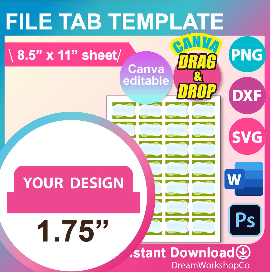 Journal Tab Template, Blank Page Tab, Book Tab Template, File Tab ...