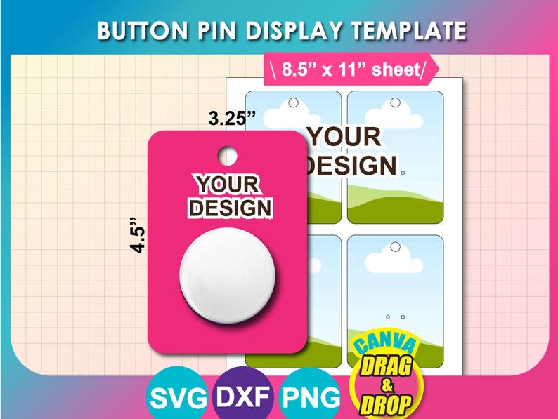 Button Pin Display Template: Canva, SVG, PNG, PSD (digital Download) - Etsy
