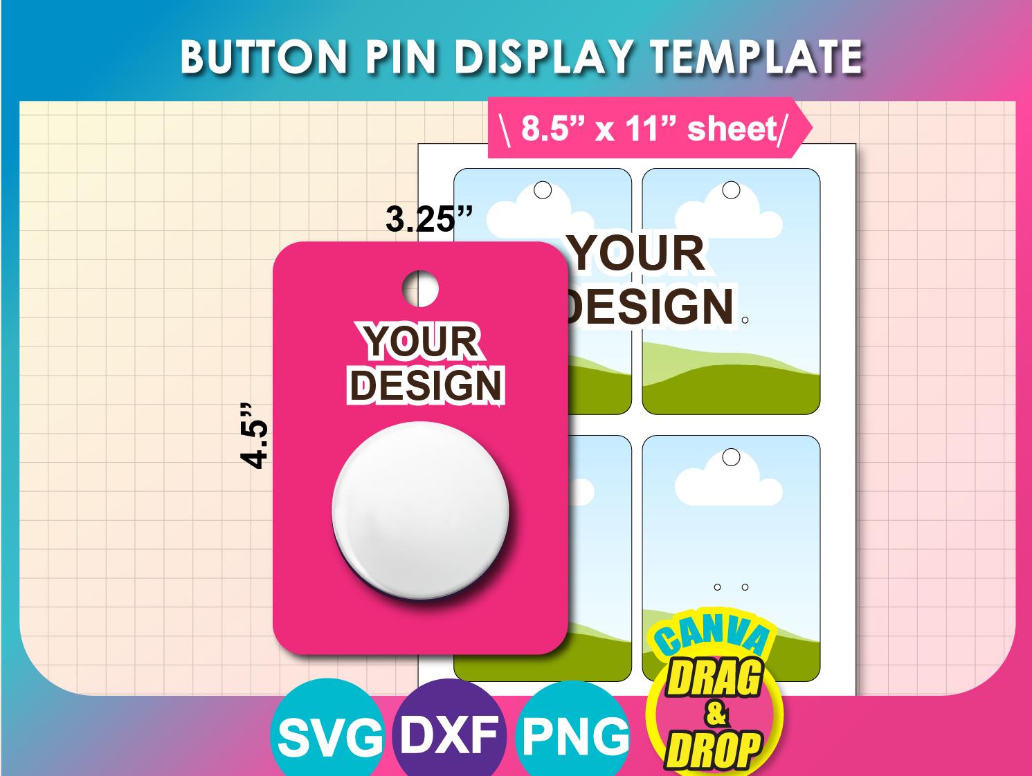 Button Pin Display Template: Canva, SVG, PNG, PSD (digital Download) - Etsy