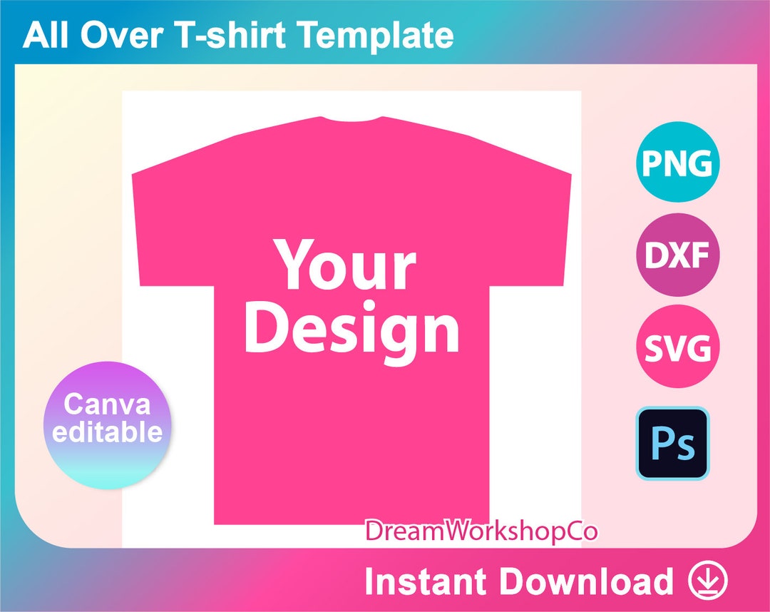 All Over T-shirt Sublimation Template: Canva, SVG, PNG, PSD (digital ...