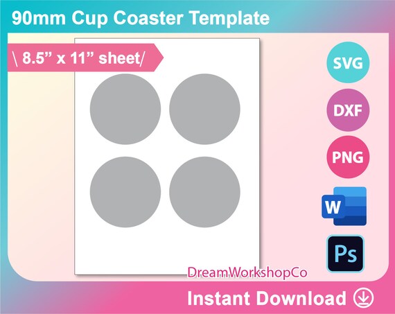 Cup Coaster Template Coaster Template SVG DXF Ms Word Docx - Etsy