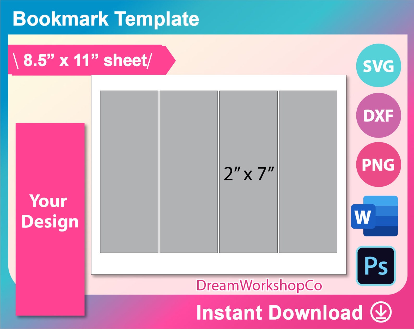 Bookmark Template SVG DXF Canva Ms Word Docx Png PSD - Etsy