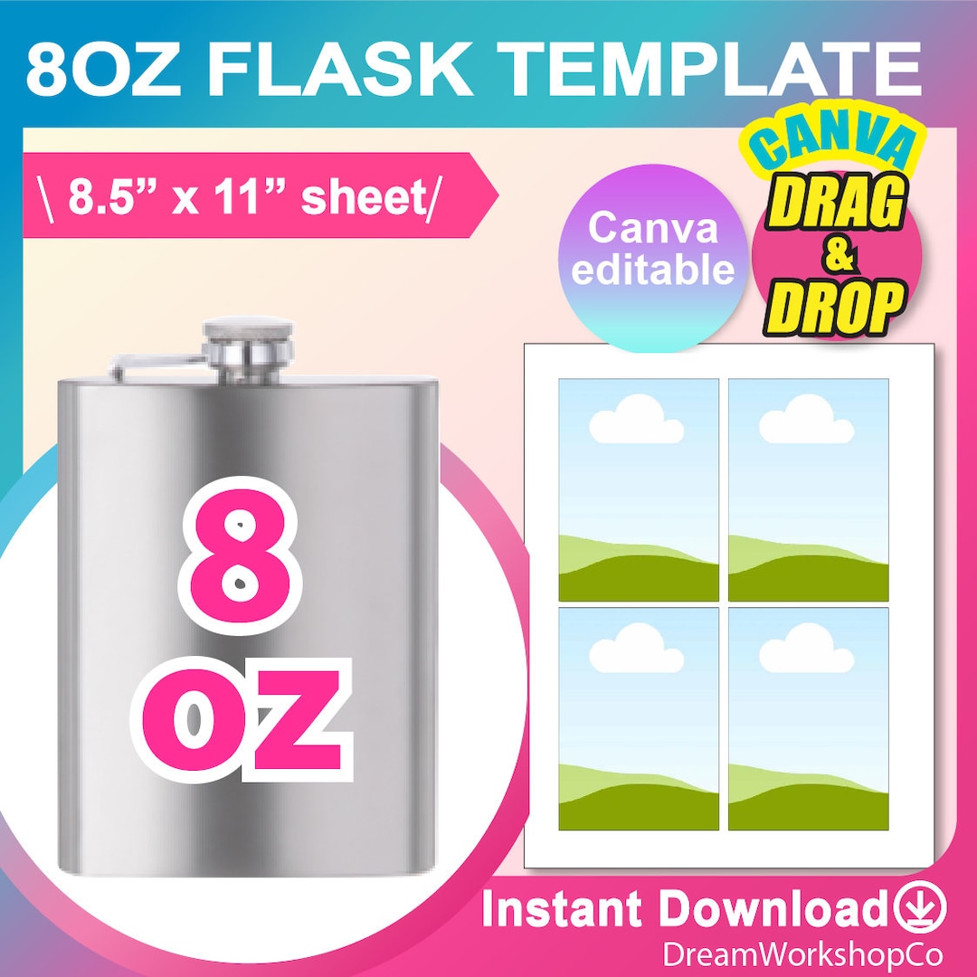 8oz Flask Template: Sublimation Design (digital Download) - Etsy
