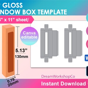 Lip Gloss Box Template, Lip Balm Box Template, SVG, DXF, Canva, DOCX ...