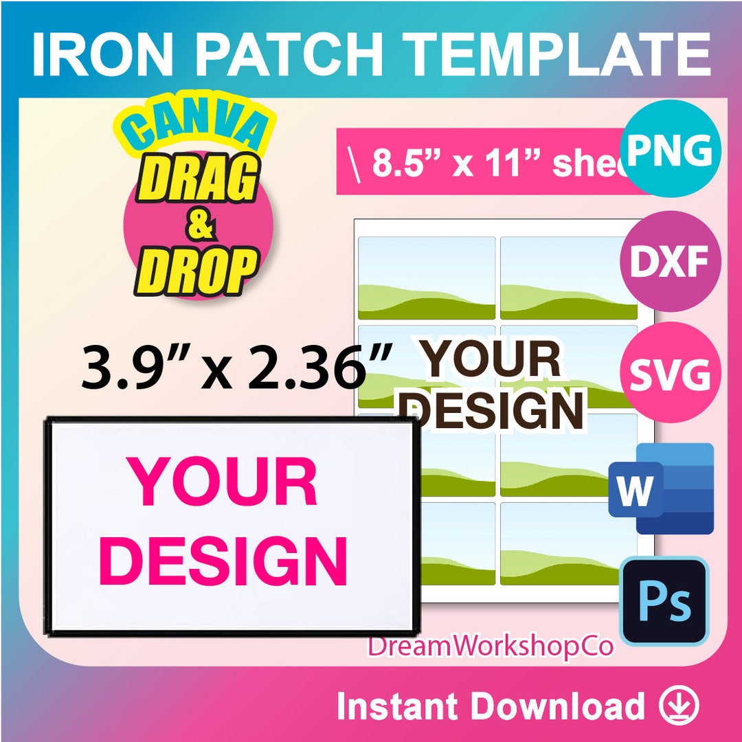 Hat Patch, Rectangle Iron Patch Template, Iron Patch Sublimation ...