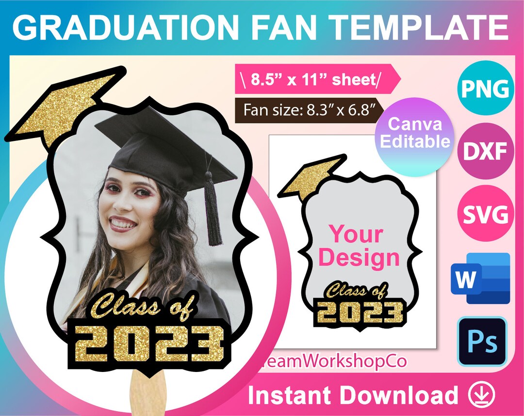 Graduation Fan Template PSD SVG DXF Ms Word Docx Canva - Etsy