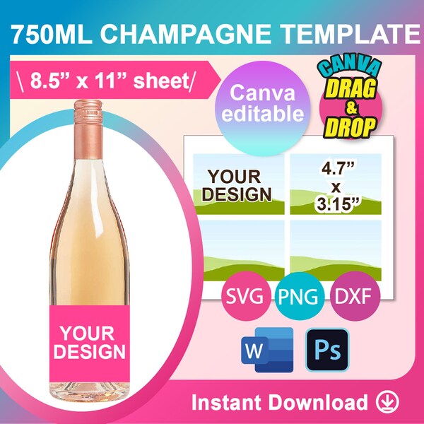 Canva Template Champagne Label - Etsy