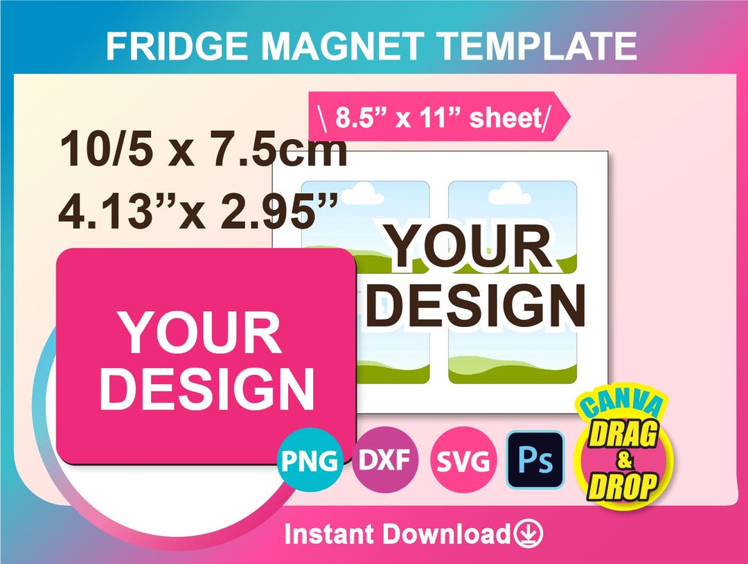 Rectangle Fridge Magnet Template: Multipurpose Labels (digital Download ...