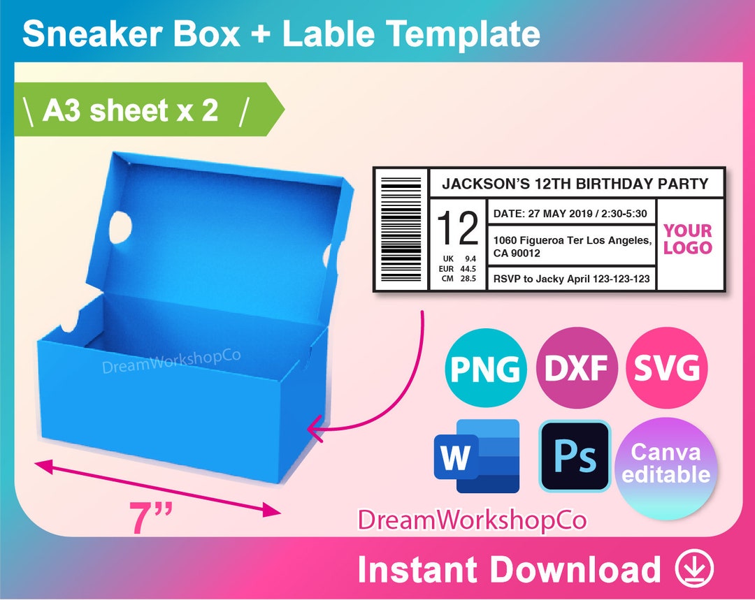 Bundle Shoes Box Template, Shoes Box Label Template, Gift Box Template ...