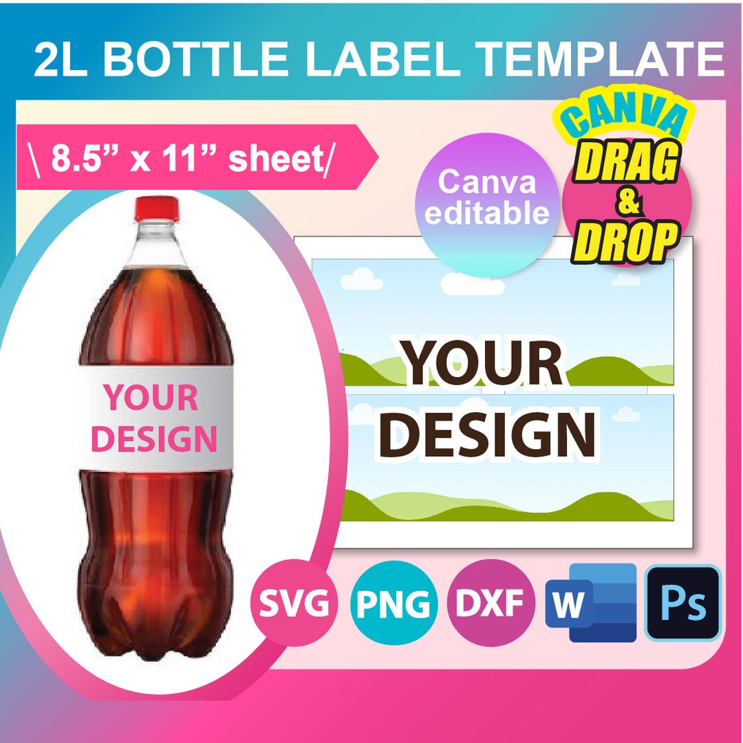 2 Liter Soda Bottle Wrapper Template, SVG, Canva, DXF, Ms Word Docx ...