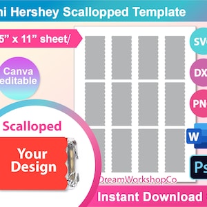 Scalloped Mini Candy Wrapper Template Mini Chocolate Wrapper - Etsy