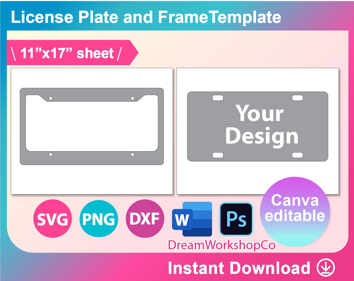 Car License Plate Sublimation Template, License Plate Frame Template ...