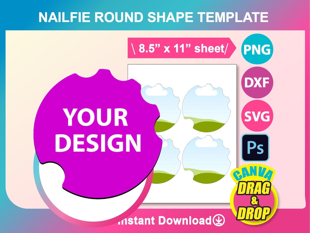 Nailfie Disc Template, Nailfie Tech Photo Prop, SVG, Canva, DXF, Ms ...