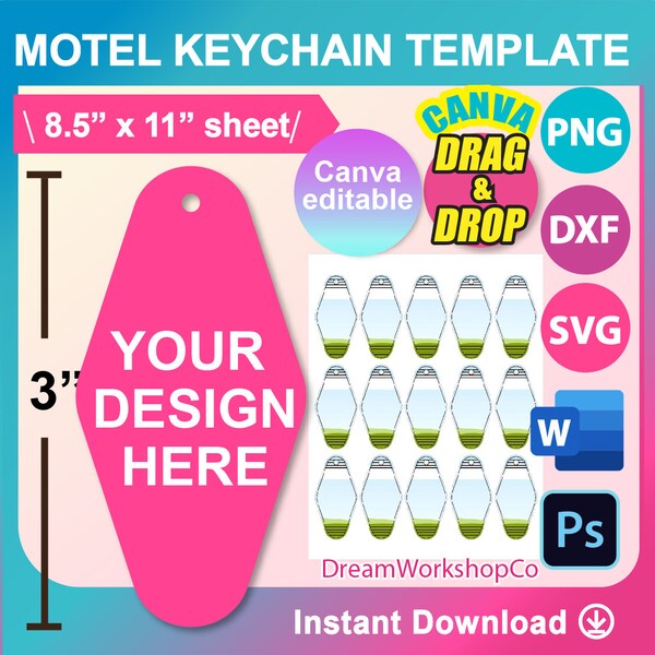 Motel Keychain Template - Etsy