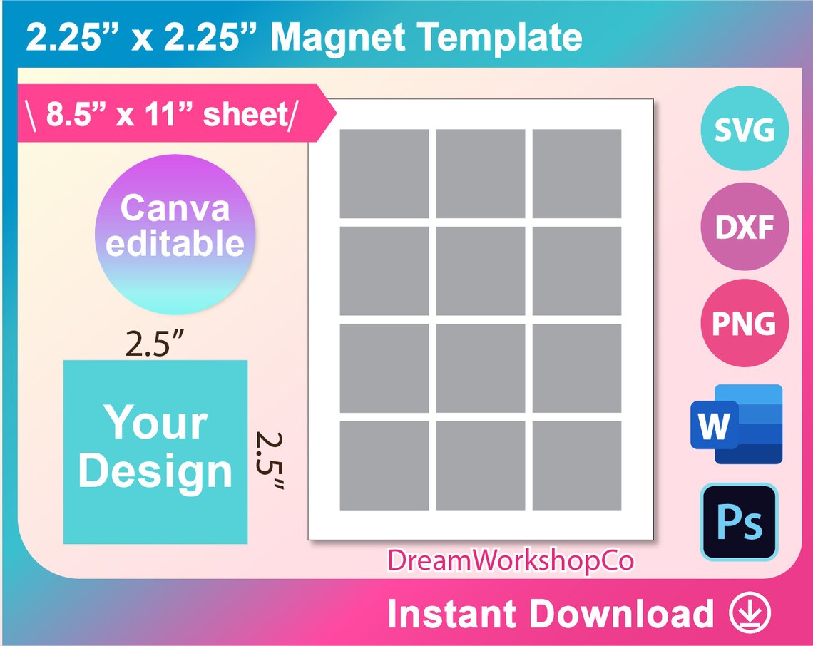 2.25 X 2.25 Square Template Square Sticker Template Square - Etsy