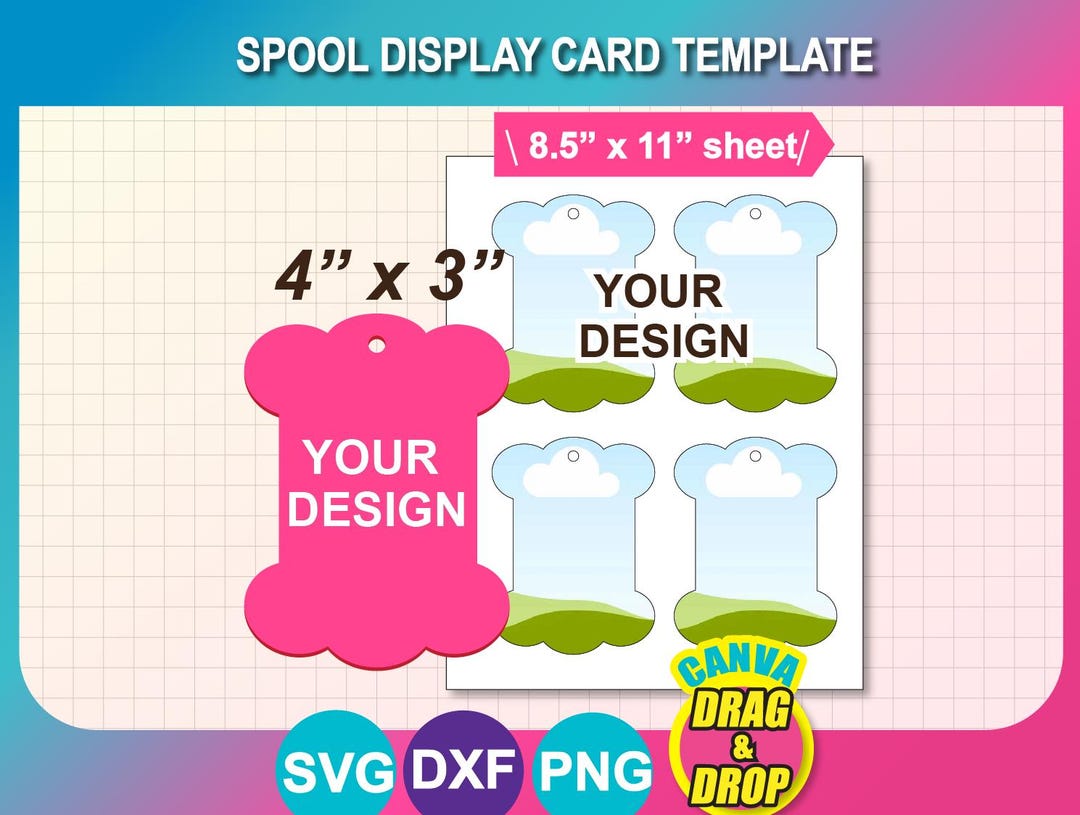 Thread Spool Tag Template, Display Card SVG, 8.5x11 Sheet (digital ...