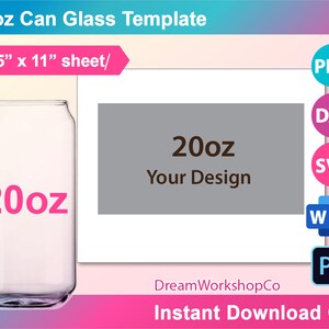 20oz Can Glass Template, Beer Can Glass Sublimation, Canva, Ms Word ...