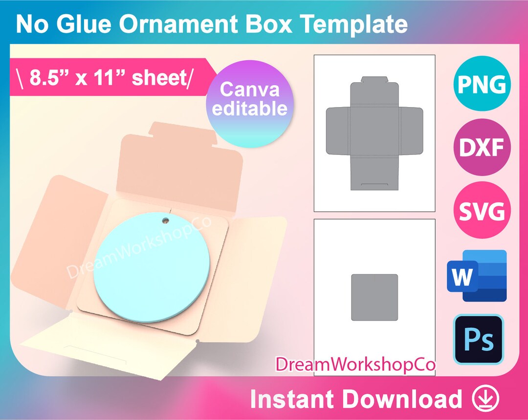 No Glue Ornament Box Template Ornament Gift Box Template - Etsy