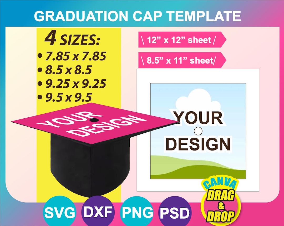 SALES!! 4 Sizes Graduation Cap Template, Graduation Stole Template ...